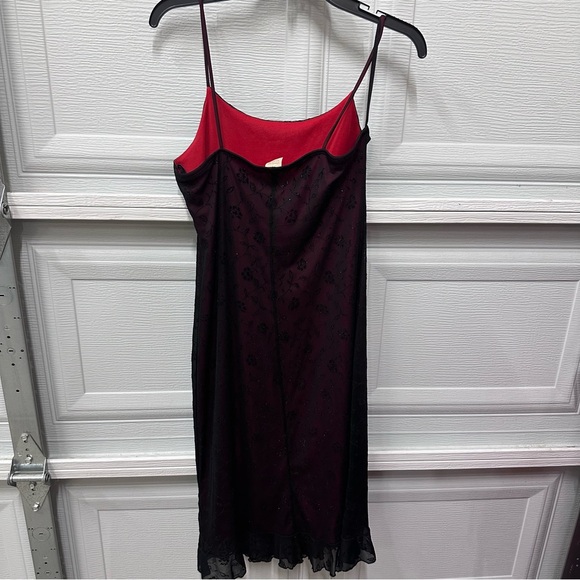 Dresses | Vintage Dress Mid Goth 9s Y2k Grunge Floral Red Black Small ...